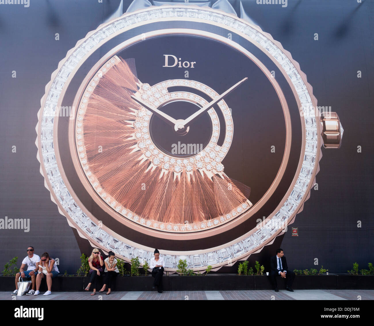 Large billboard advertising Dior fashion brand in front of construction ...