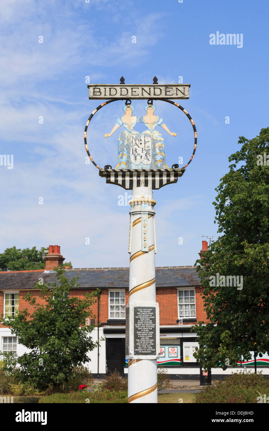 Village sign depicting cojoined twins Eliza and Mary Chulkhurst known ...