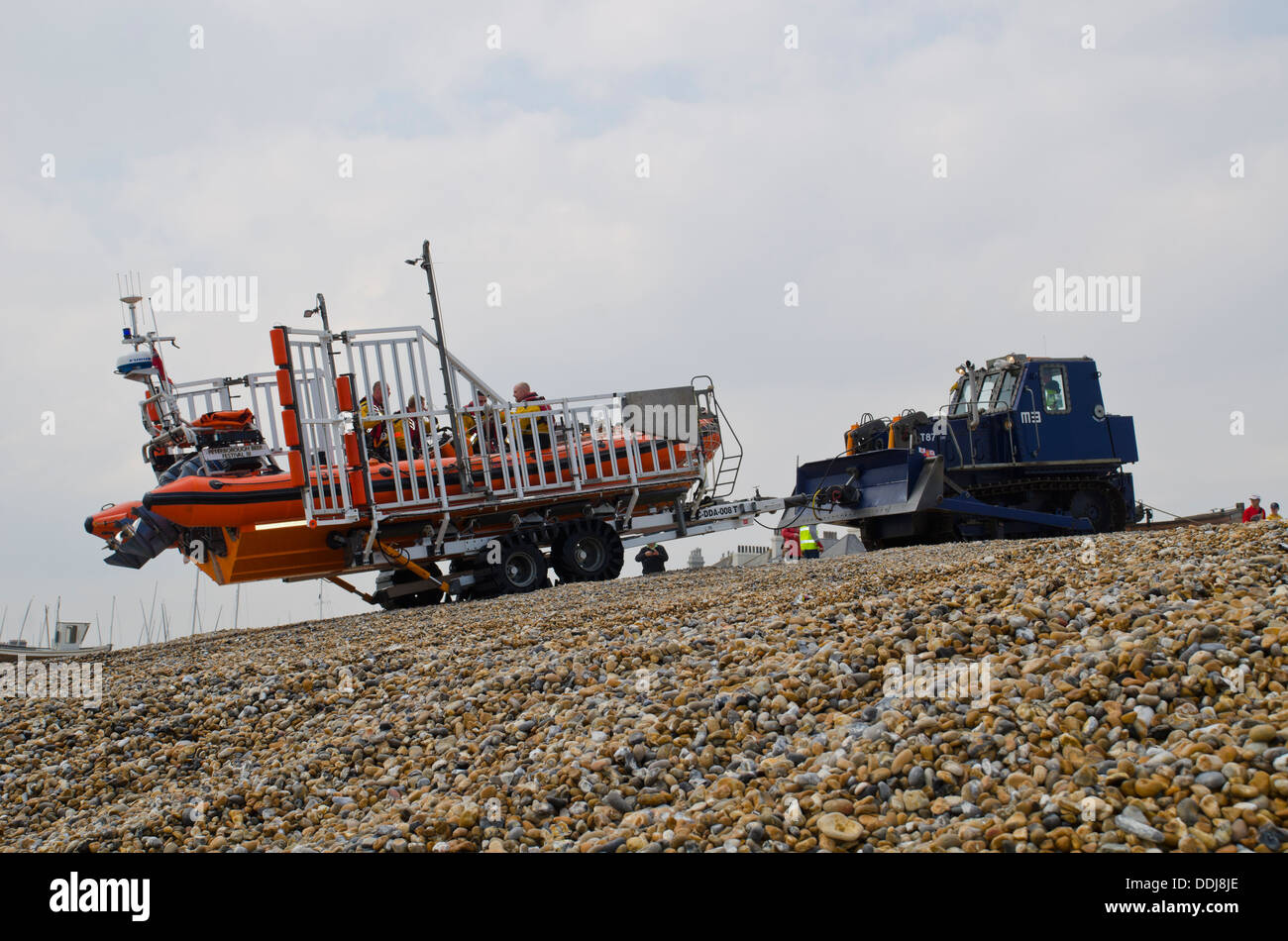 Walmer lifeboat practising a beach recovery Stock Photo - Alamy