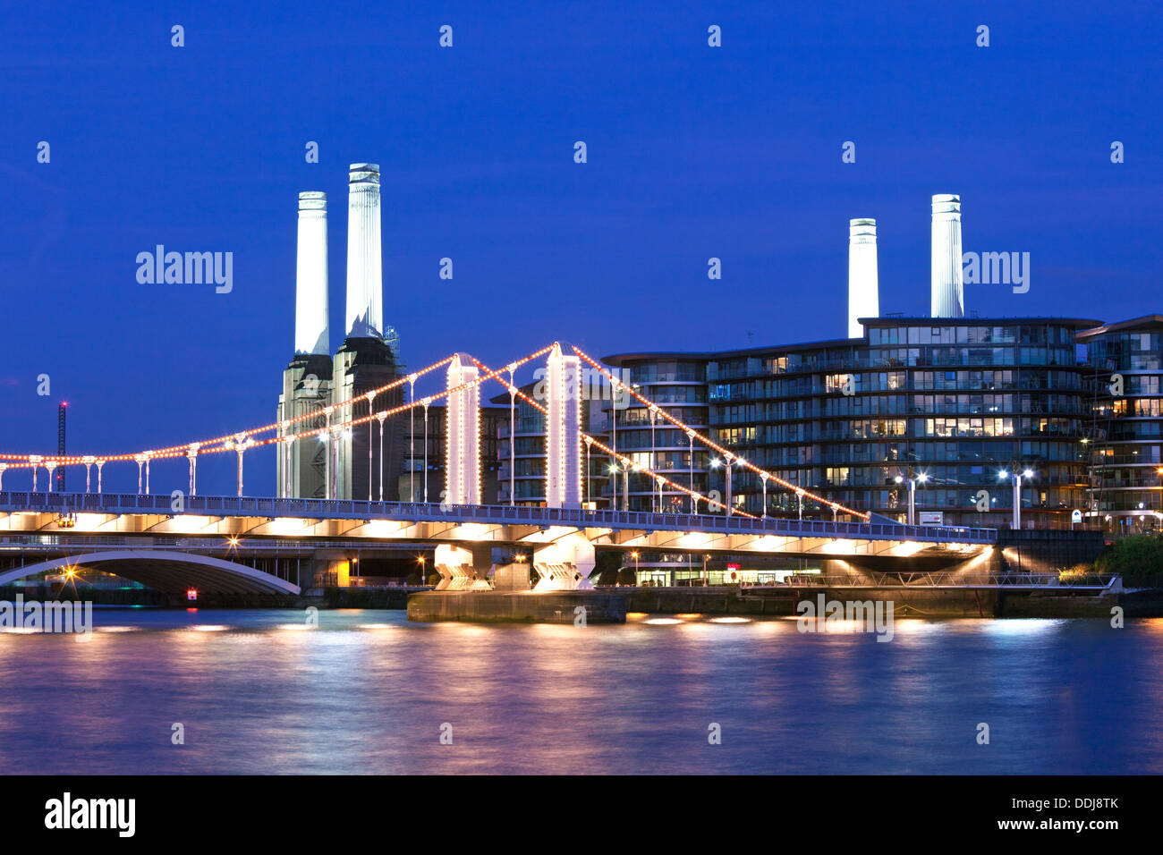 Chelsea Bridge and Battersea Power Station Night London UK Stock Photo ...
