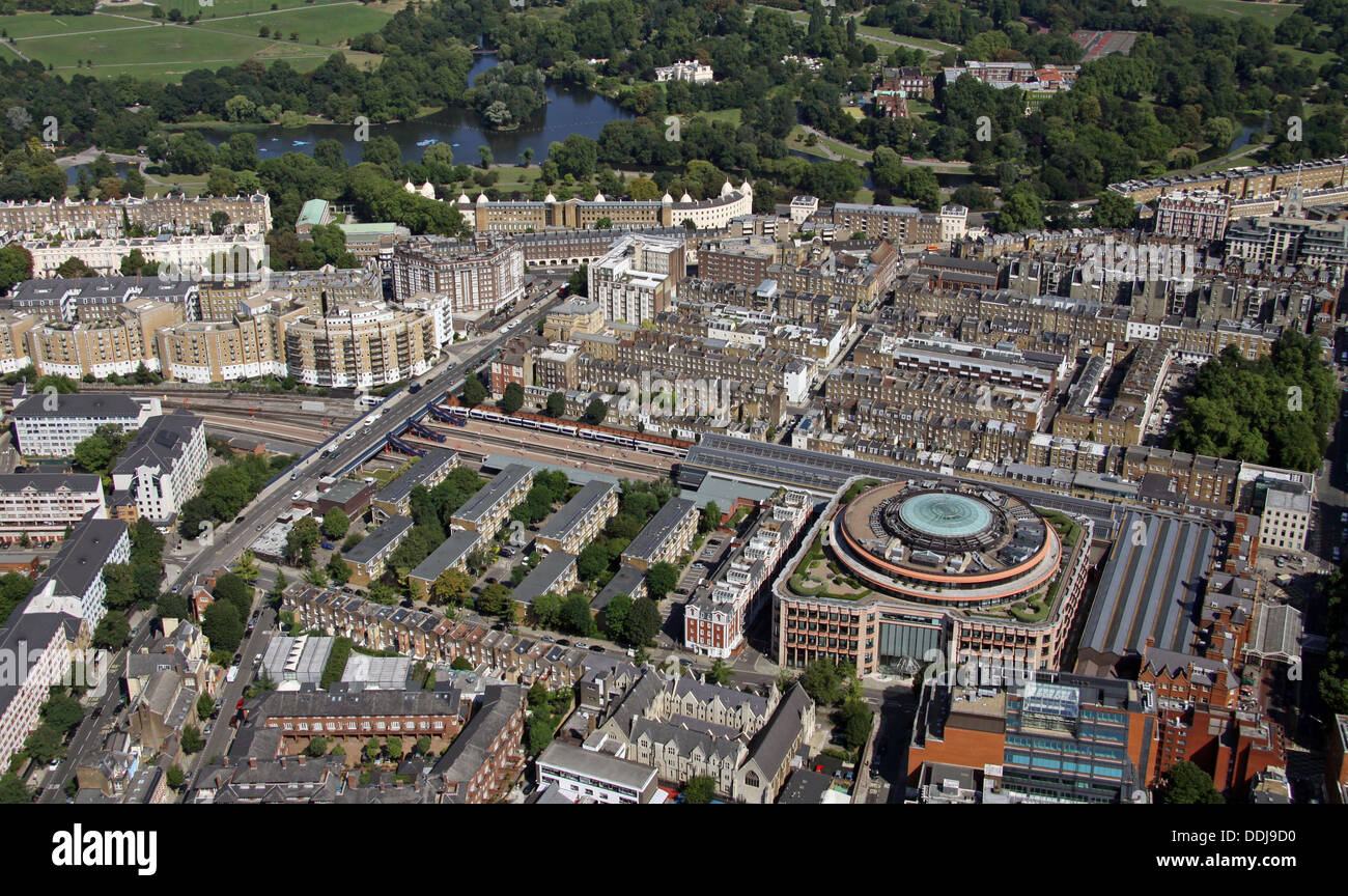 aerial view of Marylebone Station in London NW1 with Regents Park in ...