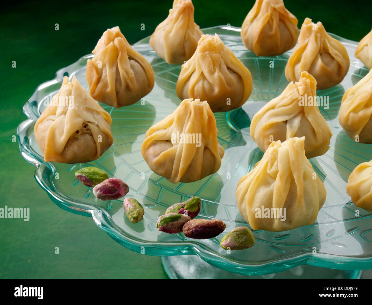 Individual vegetarian phyllo pastry pouches hi-res stock photography ...