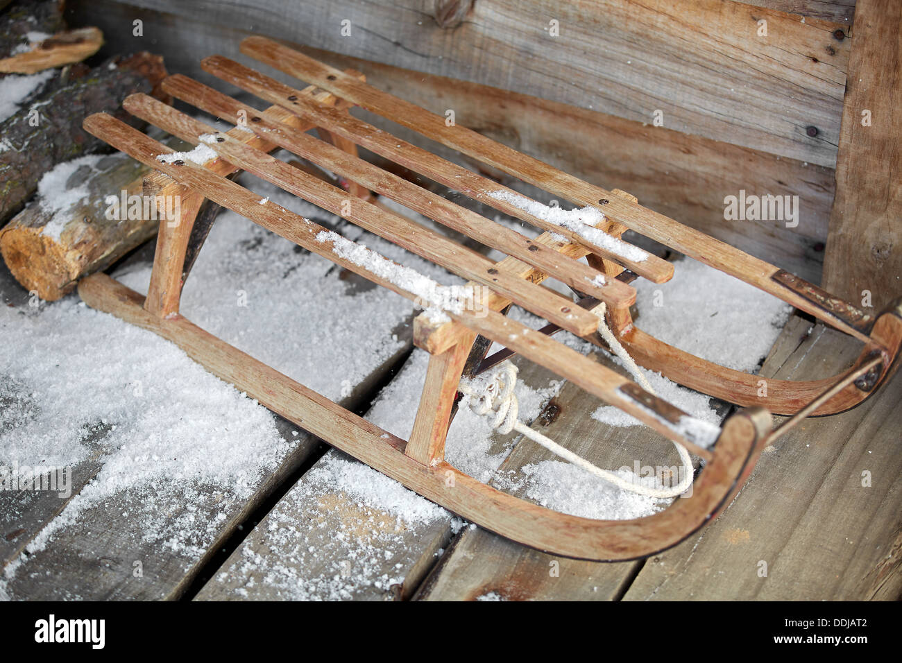 Old wooden sledge Stock Photo - Alamy