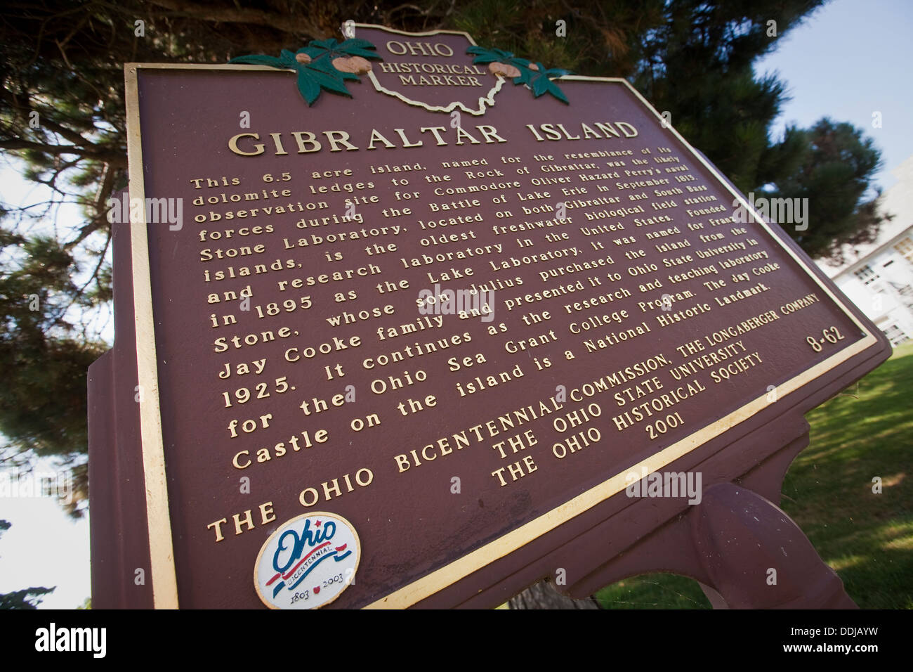 Ohio historical marker commemorating Gibraltar Island is pictured in ...