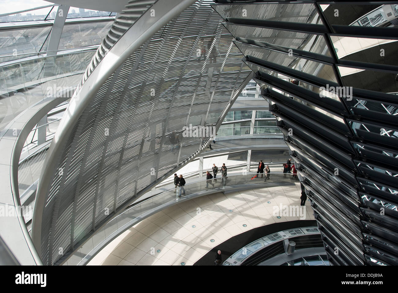 People in the Cupola on top of the Reichstag building in Berlin Stock ...
