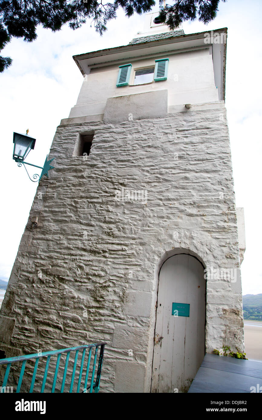Observatory Tower, Portmeirion quayside Stock Photo - Alamy