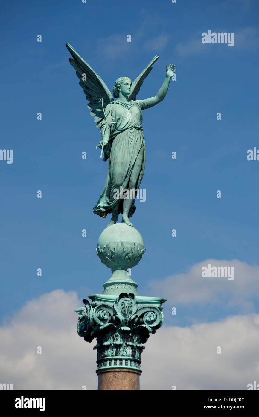 Statue of an angel on the Ivar Huitfeldt Column in Copenhagen, Denmark ...