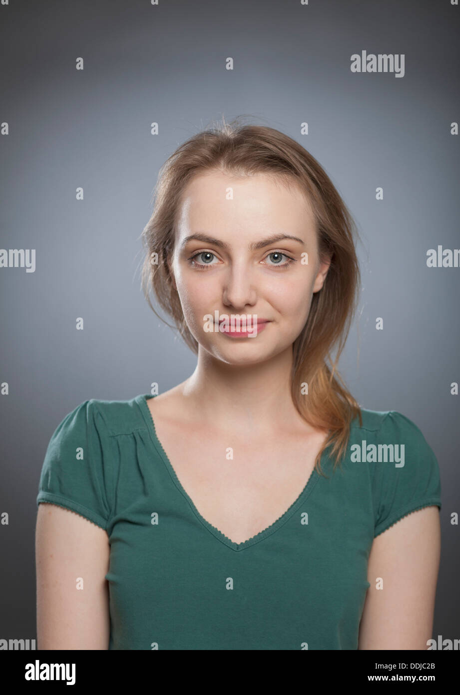 Grey background woman Cut Out Stock Images & Pictures - Alamy