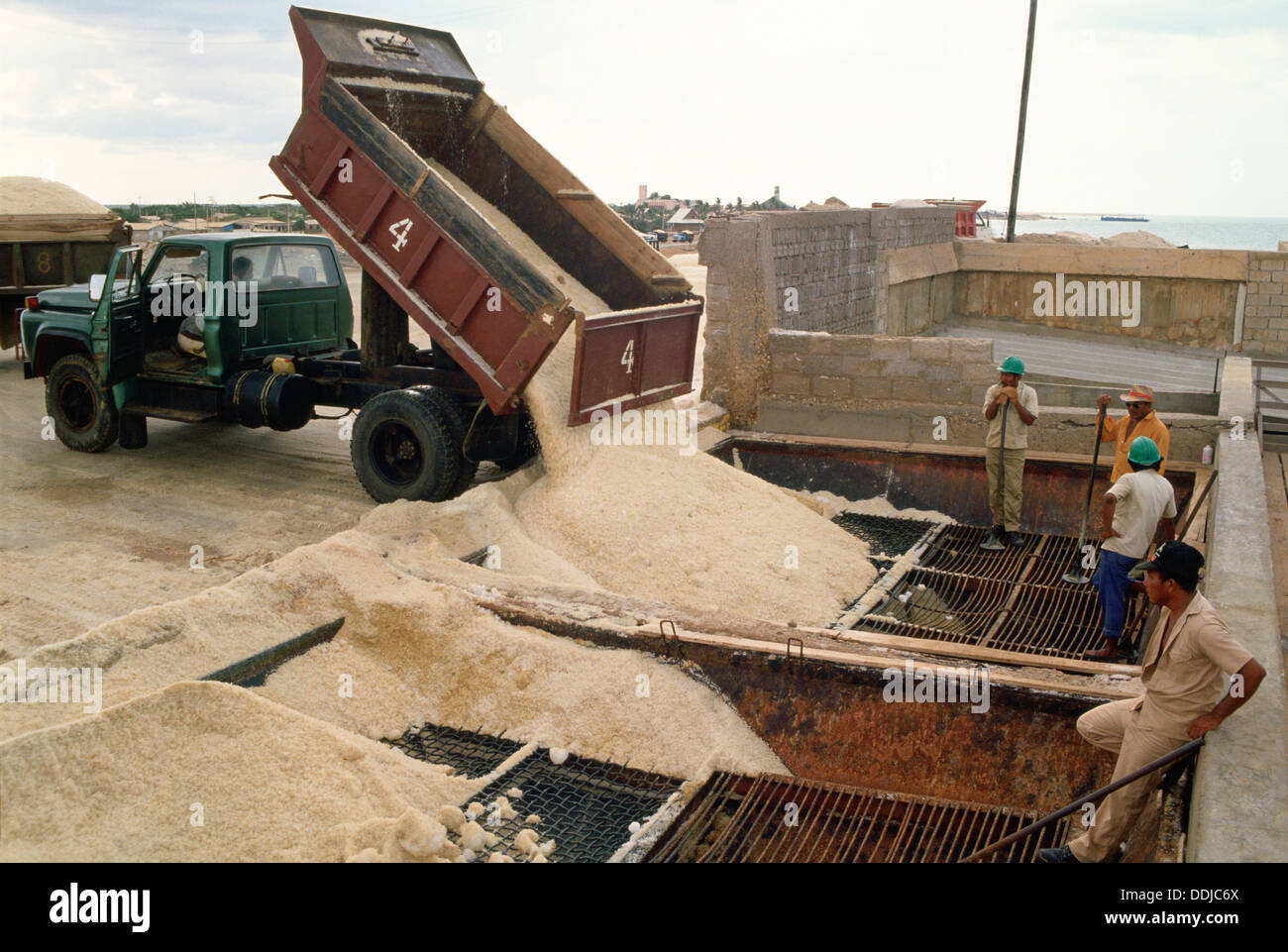 Truck unloading salt in a storage tank ( Colombia Stock Photo - Alamy