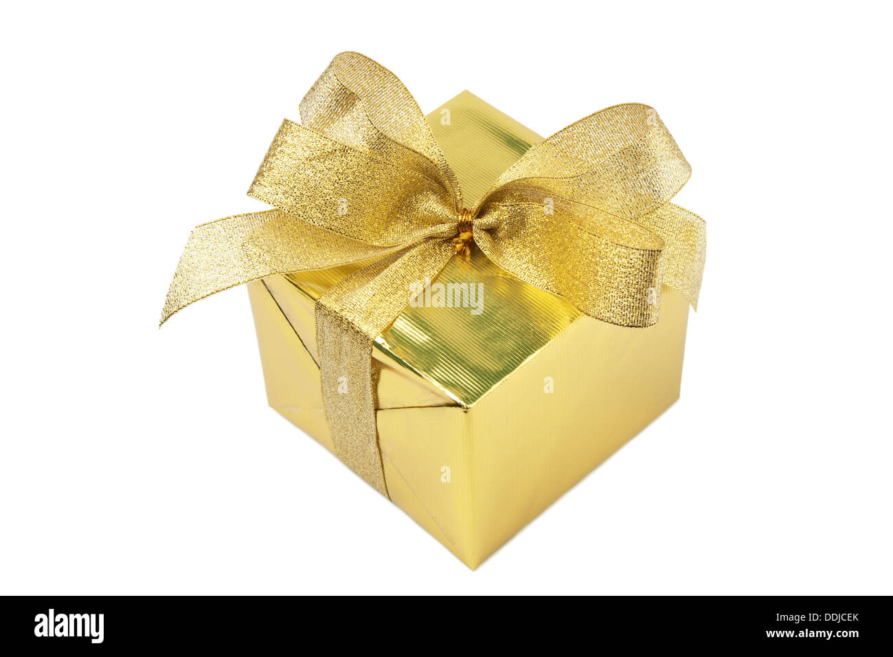Yellow gift box golden Cut Out Stock Images & Pictures - Alamy