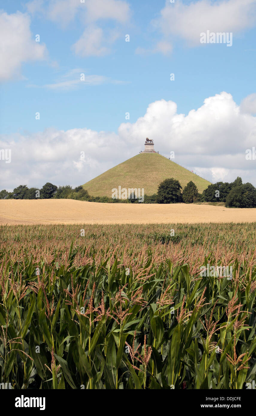 The Butte du Lion (or 'Lion's mound') on the Waterloo battlefield ...