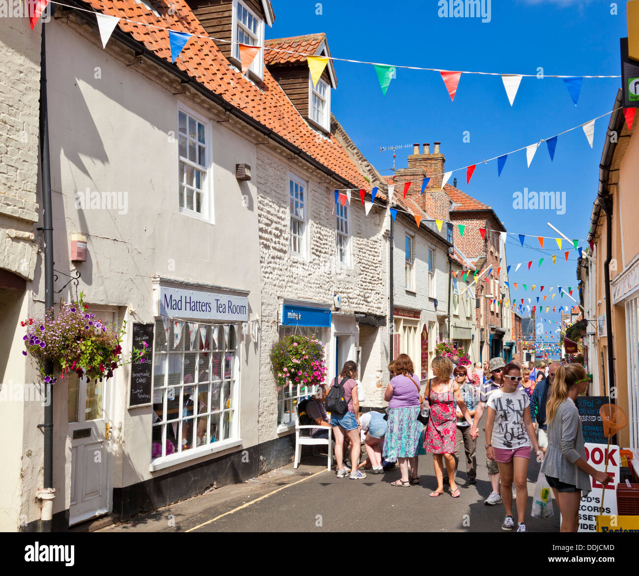 main shopping street in Wells next the sea North Norfolk coast Stock ...