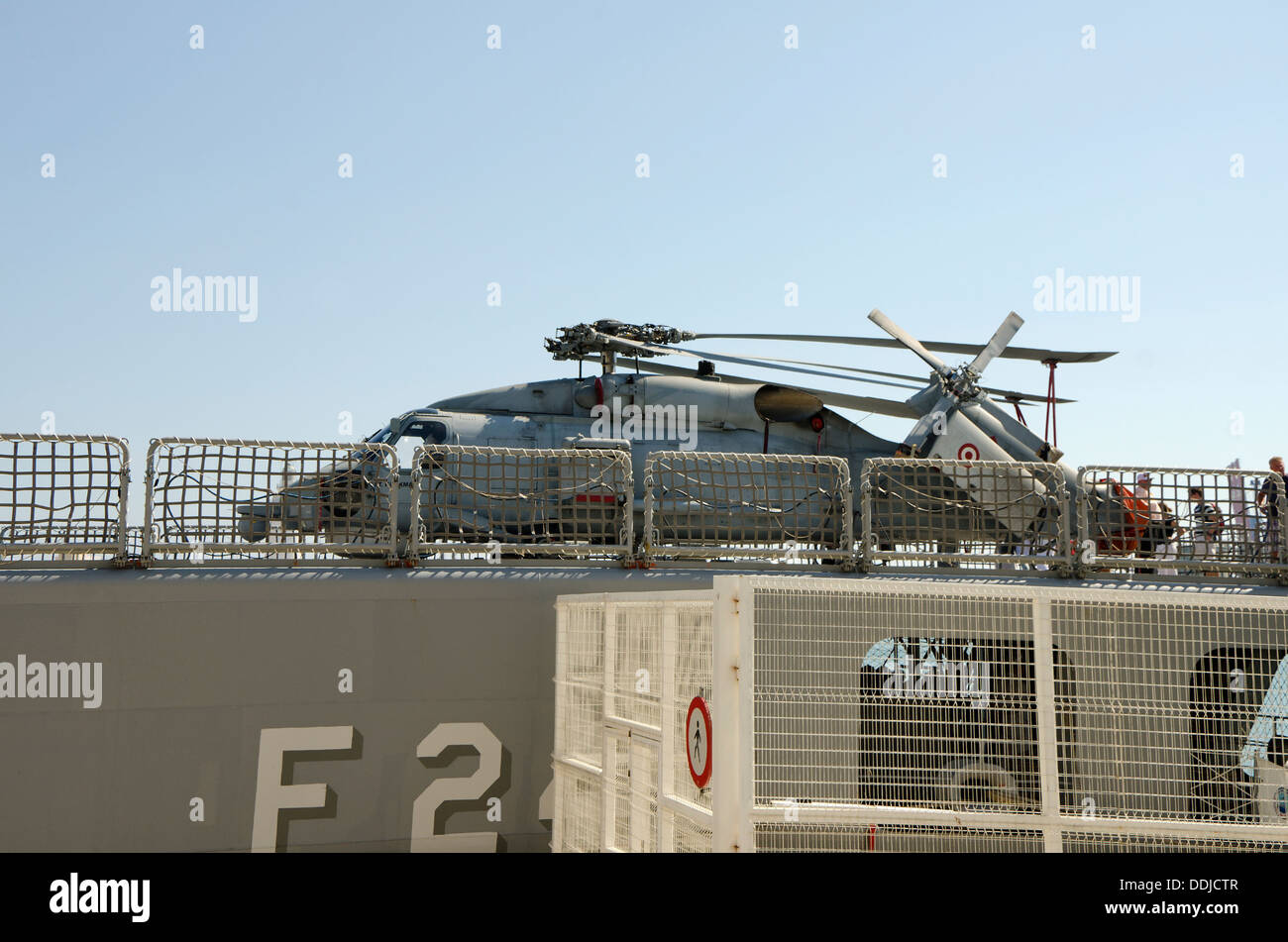 Sikorsky Seahawk navy helicopter on landing platform of turkish navy ...