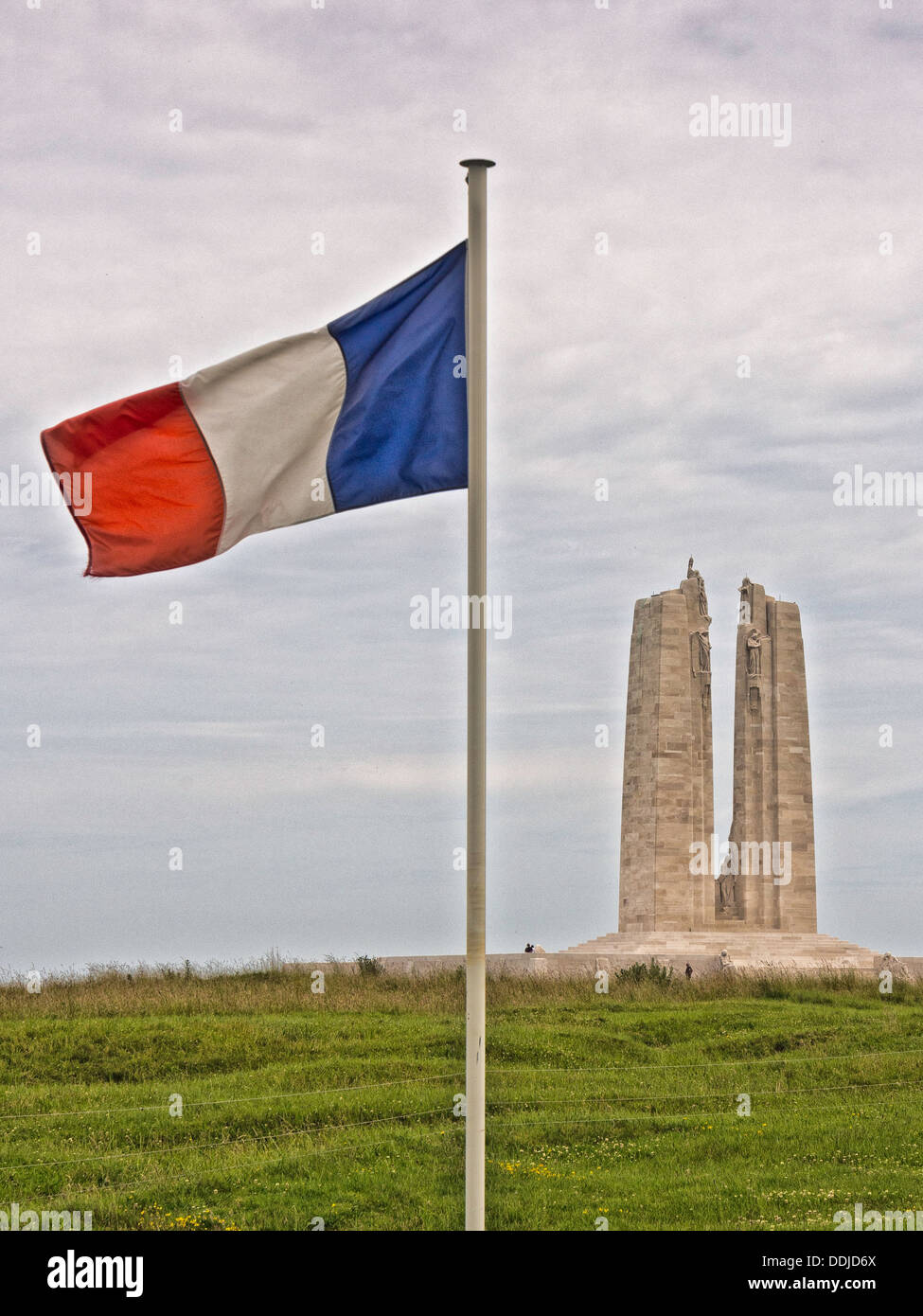 French flag flying at Vimy Ridge , Canandian Monument , France Stock ...