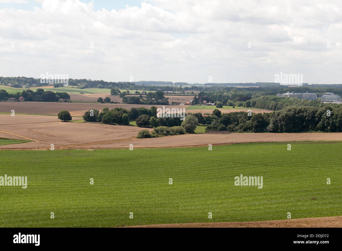 View approx SW towards the Hougoumont Farm from the top of the Butte du ...