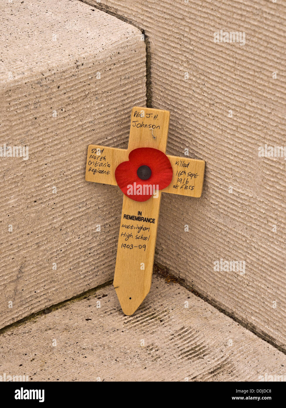 Wooden remembrance cross at Vimy Ridge, Canadian War memorial, France ...