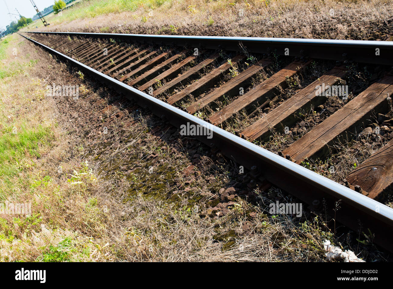 railway track with wooden sleepers Stock Photo - Alamy