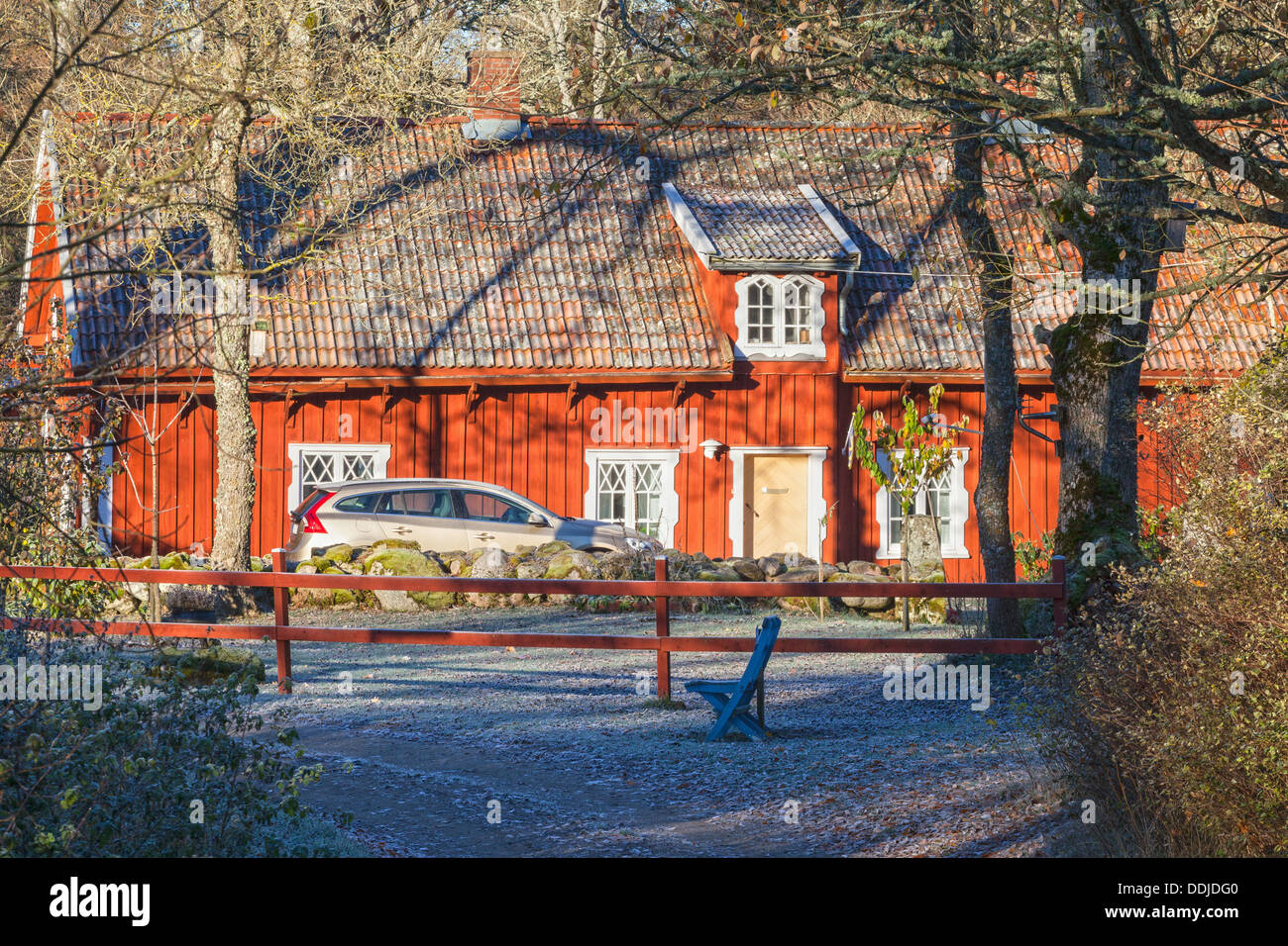 Old red house in the country Stock Photo - Alamy