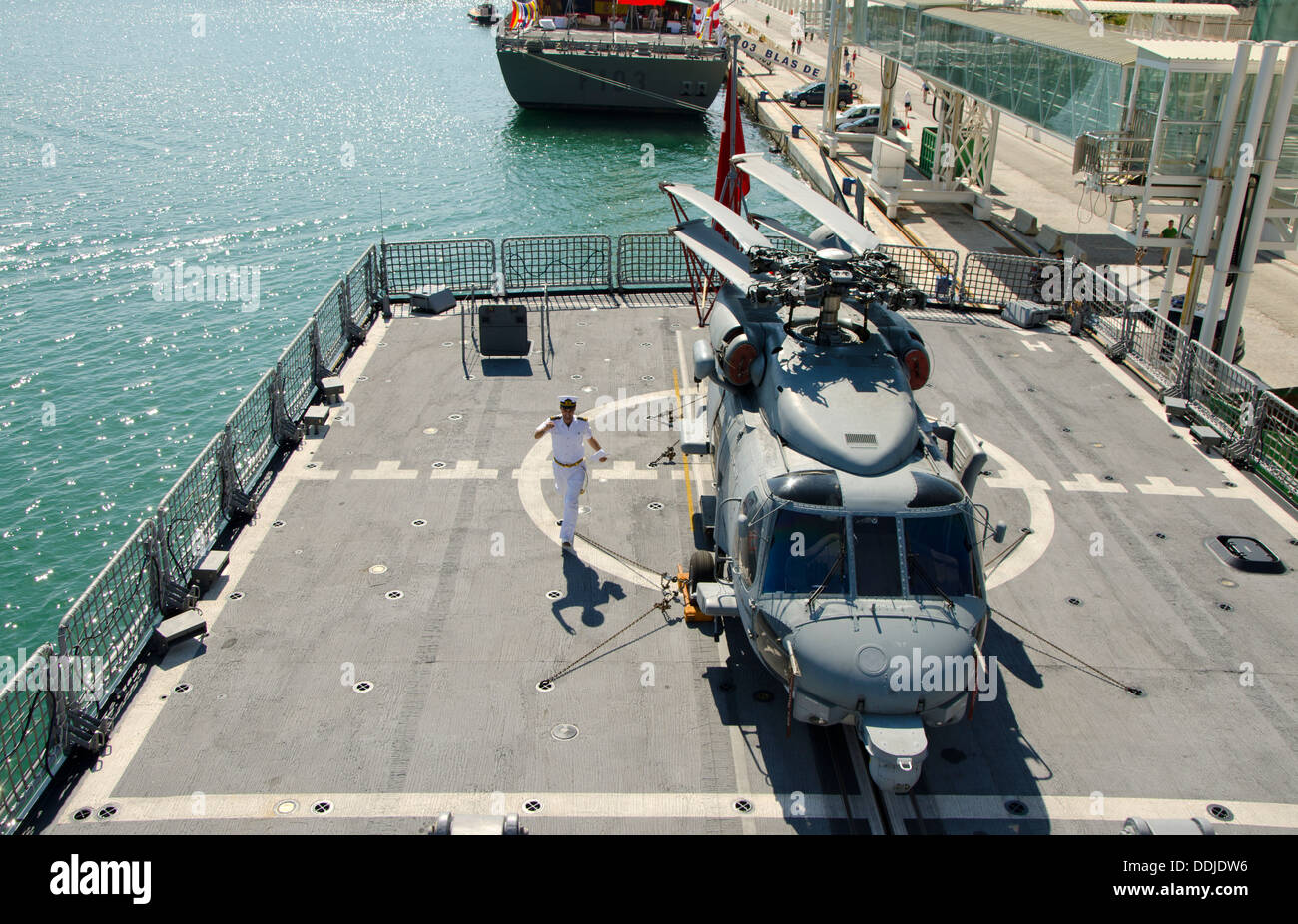 Sikorsky Seahawk navy helicopter on landing platform of turkish navy ...