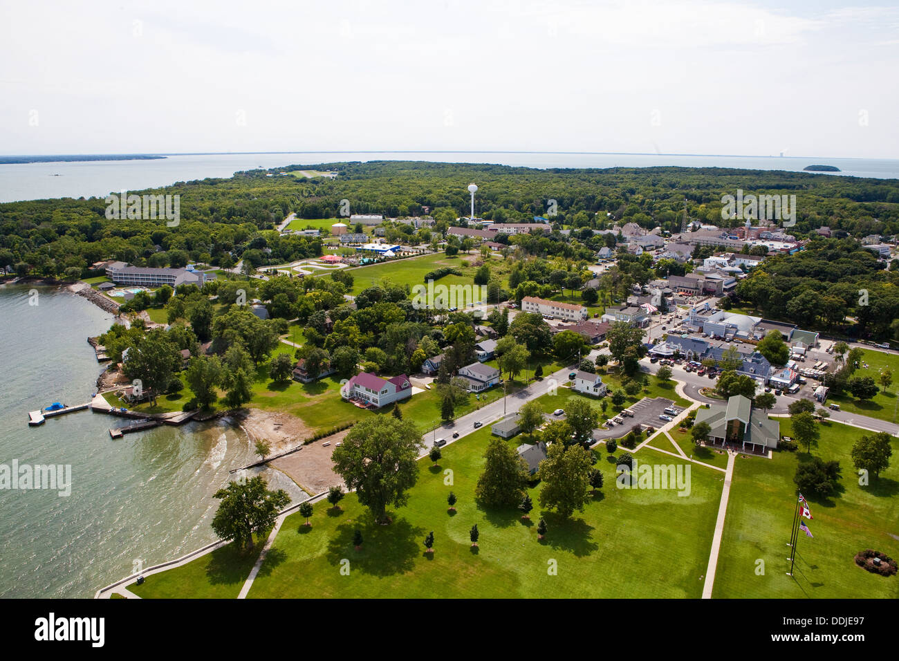 Overview of Put-In-Bay on South Bass Island from the top of Perry's ...