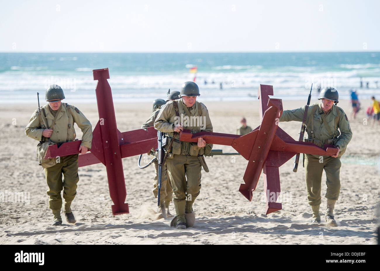 GI soldier actors in action for 70th anniversary of the D-Day U.S. Army ...