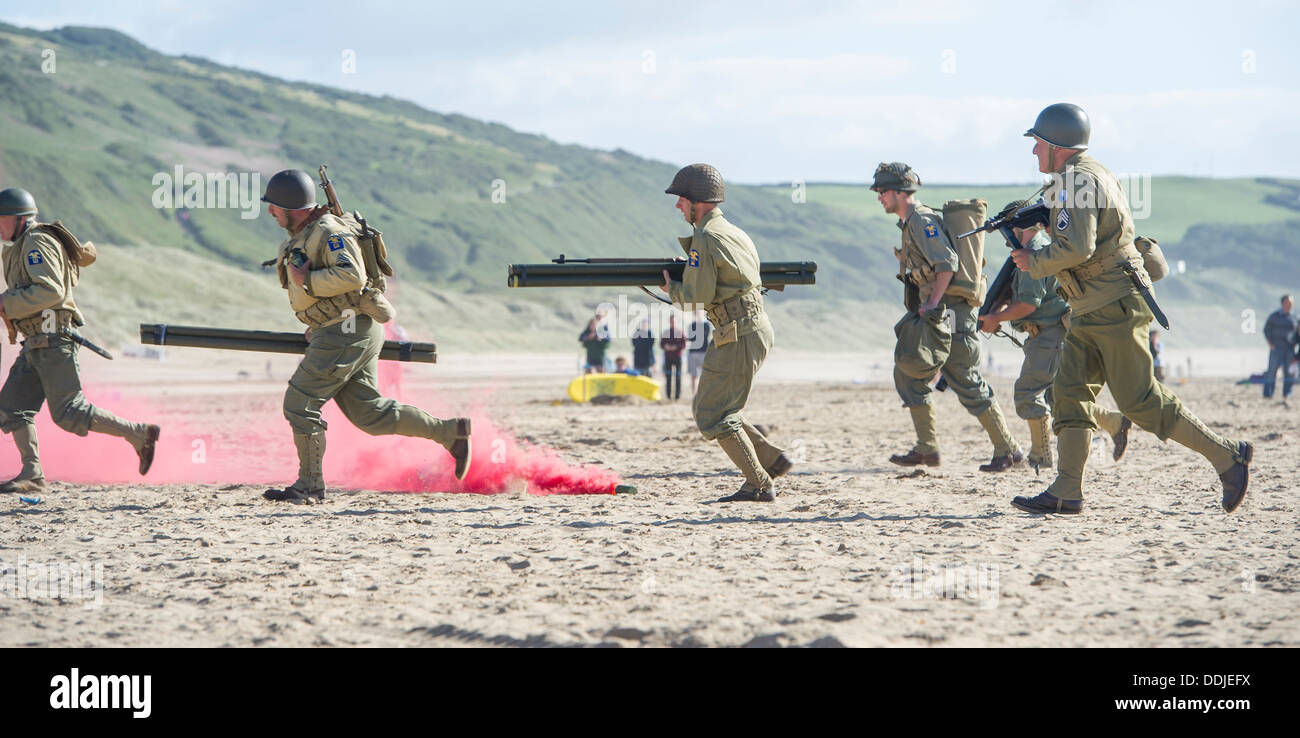 GI soldier actors in action for 70th anniversary of the D-Day U.S. Army ...