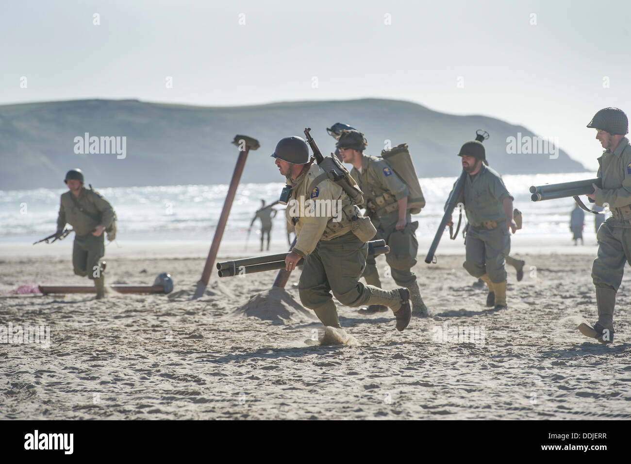 GI soldier actors in action for 70th anniversary of the D-Day U.S. Army ...