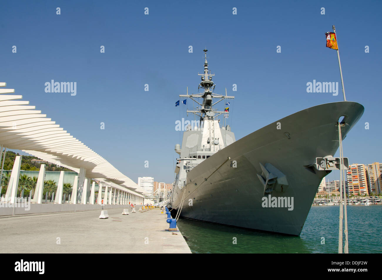 Spanish frigate F103 BLAS DE LEZO of the Nato in the port of Malaga in ...