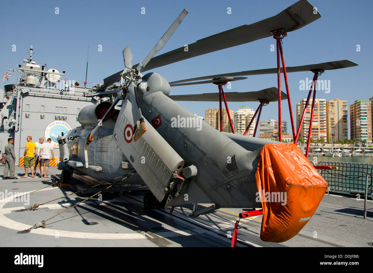 Sikorsky Seahawk navy helicopter on landing platform of turkish navy ...