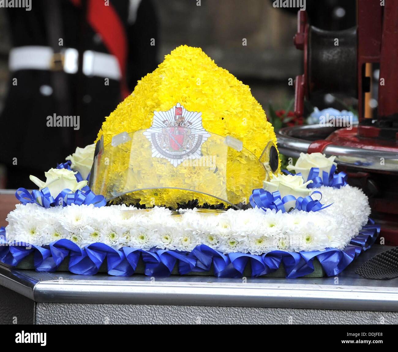 Bury, Lancs, UK. 3rd September 2013. Funeral of firefighter Stephen ...