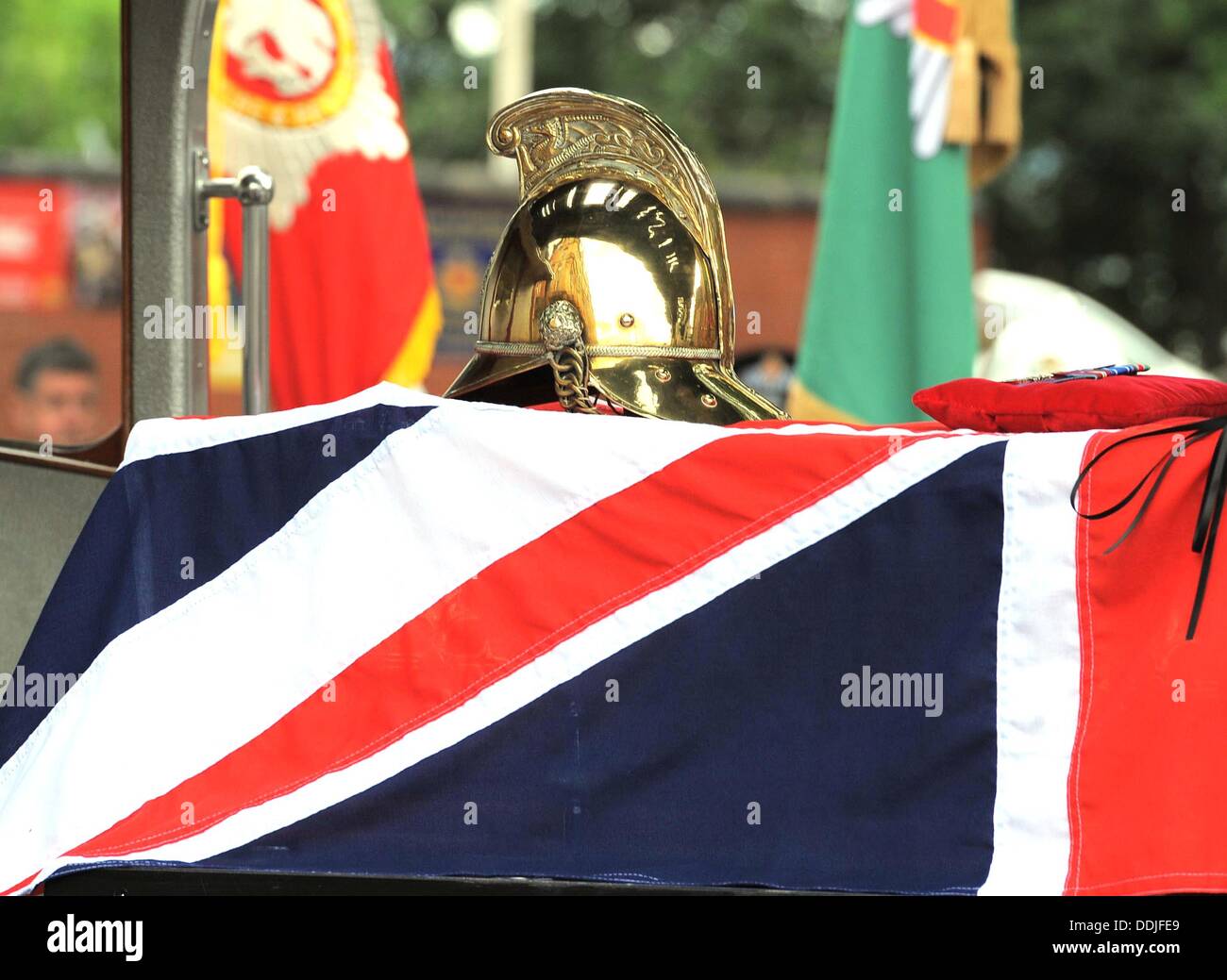 Bury, Lancs, UK. 3rd September 2013. Funeral of firefighter Stephen ...