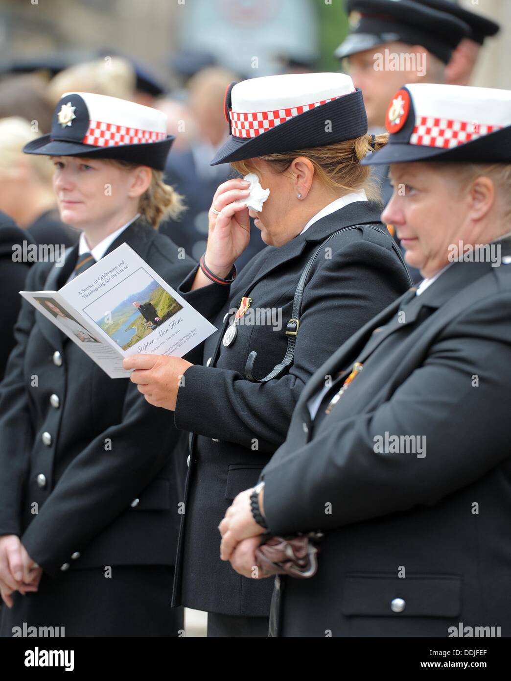 Bury, Lancs, UK. 3rd September 2013. Funeral of firefighter Stephen ...