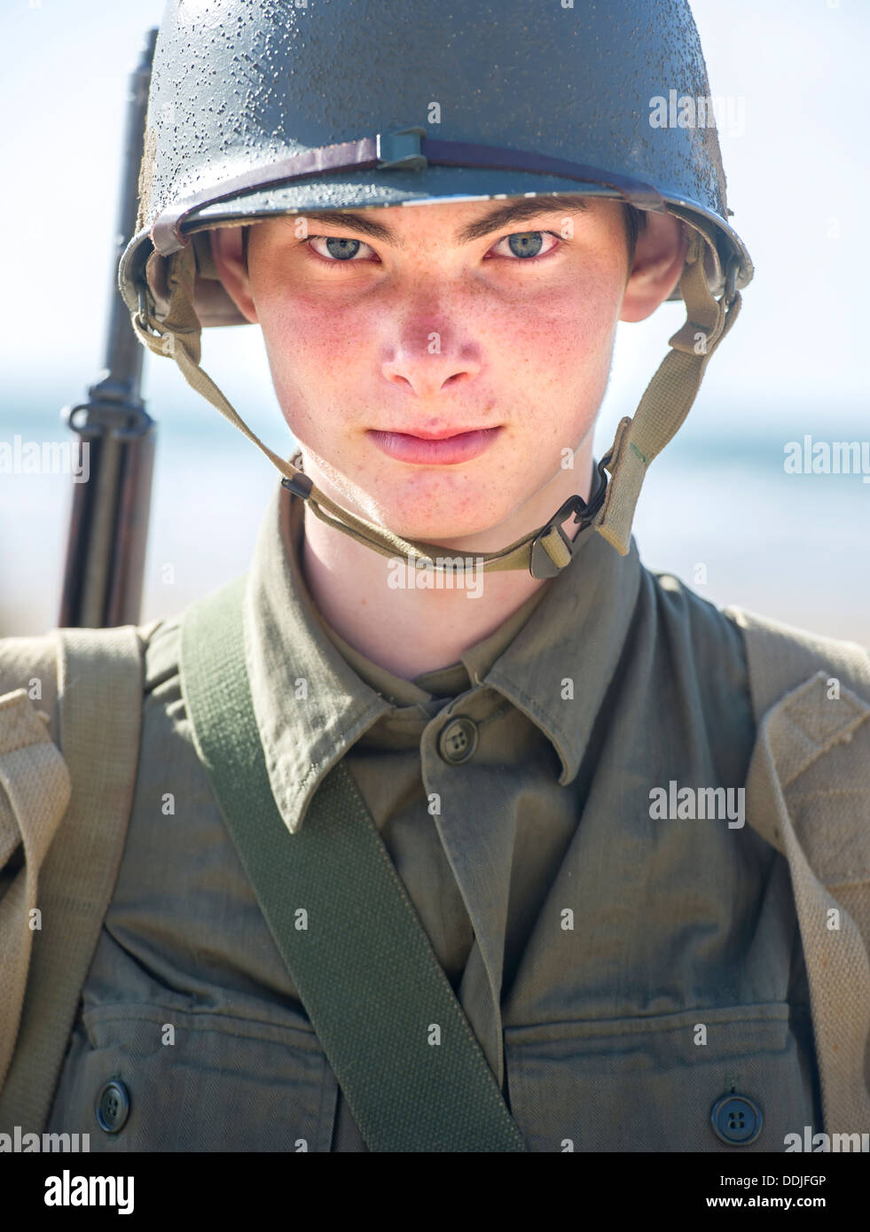 soldier actors in action at the 70th anniversary of the D-Day U.S. Army ...