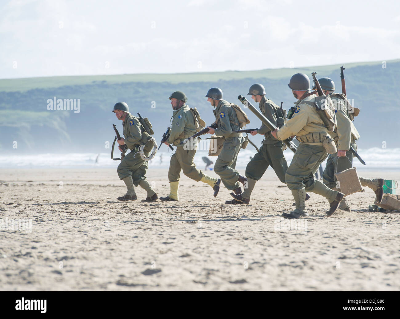 GI soldier actors in action for 70th anniversary of the D-Day U.S. Army ...