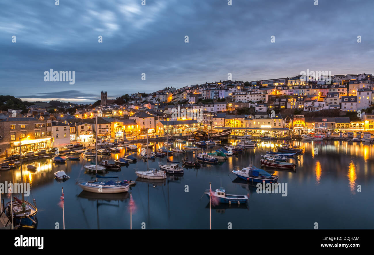 Brixham harbour at night hi-res stock photography and images - Alamy