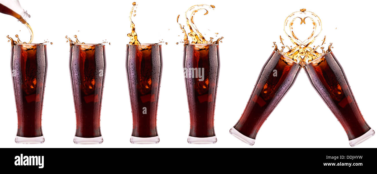 Fresh cola drink background with splash isolated on a white Stock Photo ...