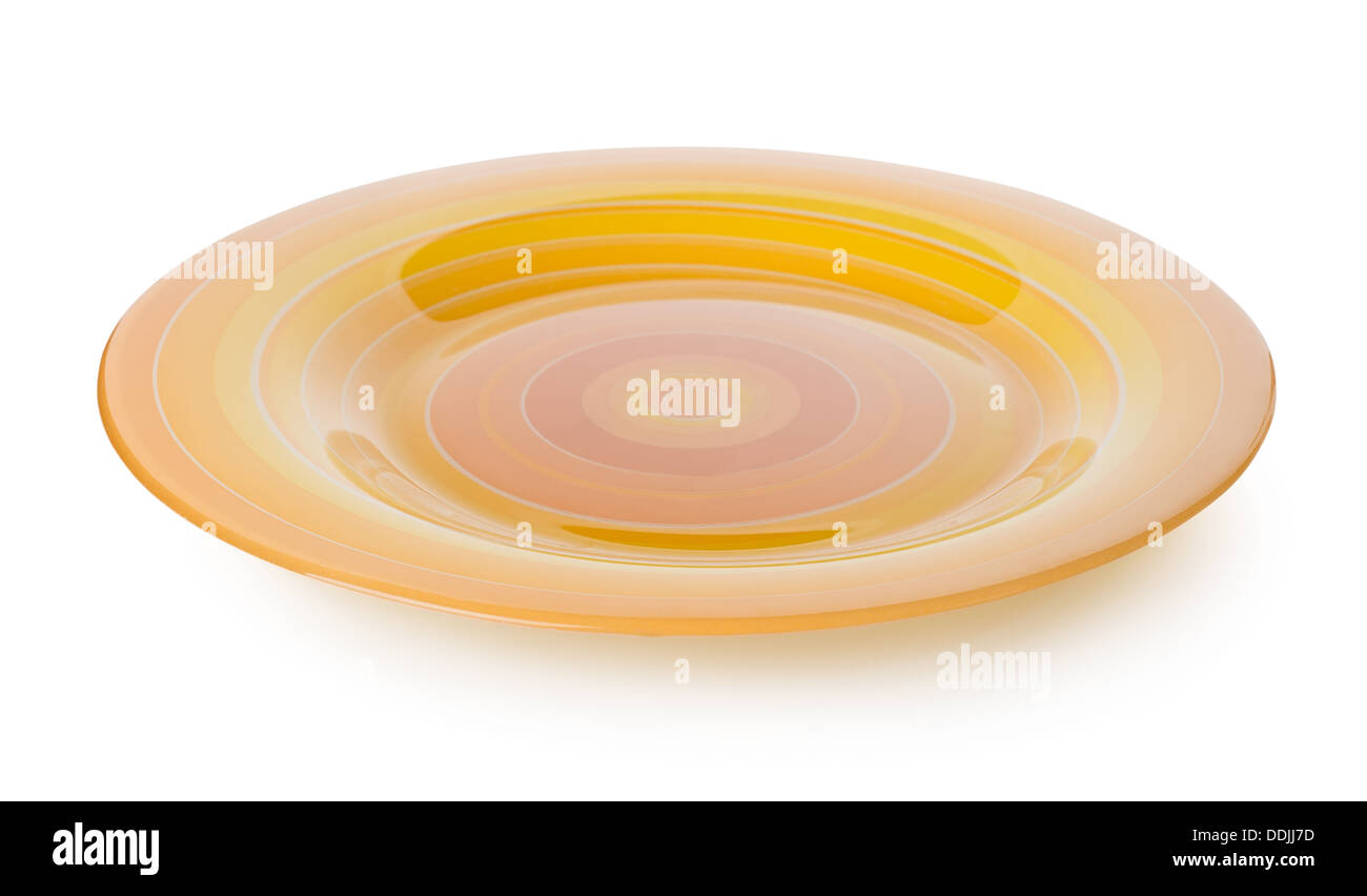 Orange plate isolated on a white background Stock Photo - Alamy
