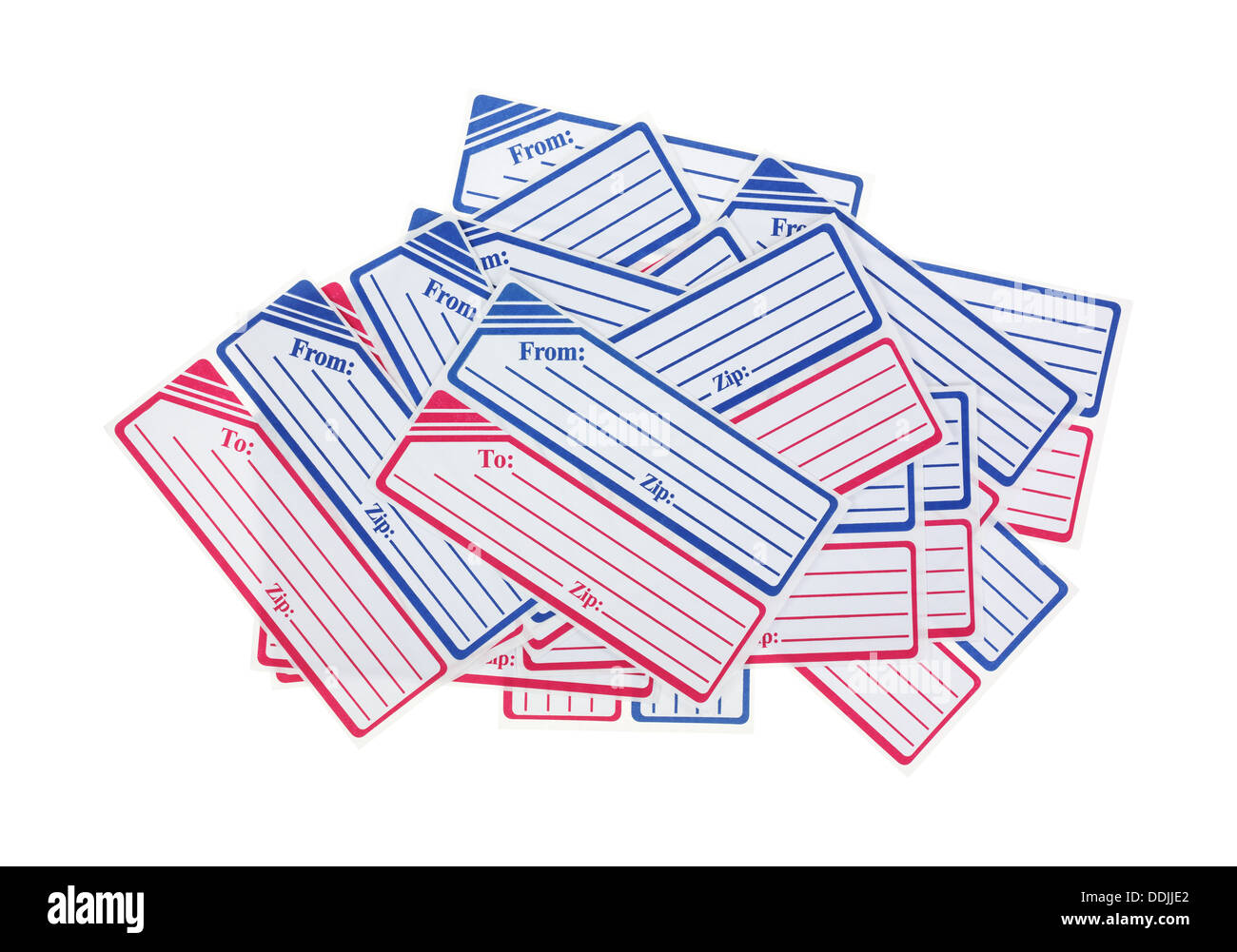 A group of generic mailing labels on a white background Stock Photo - Alamy
