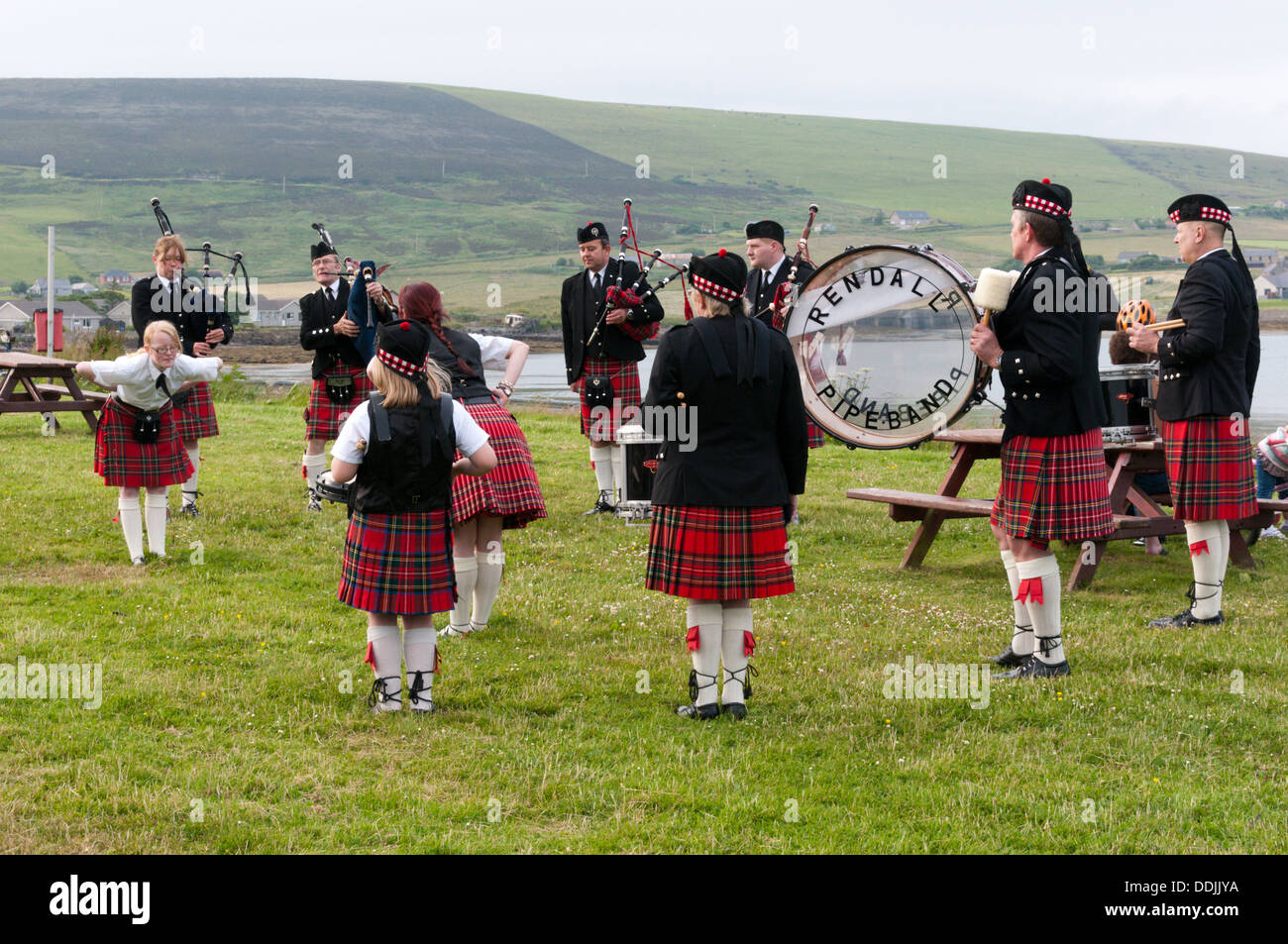 The Rendall Pipe Band performing at Finstown, Orkney, on the occasion ...