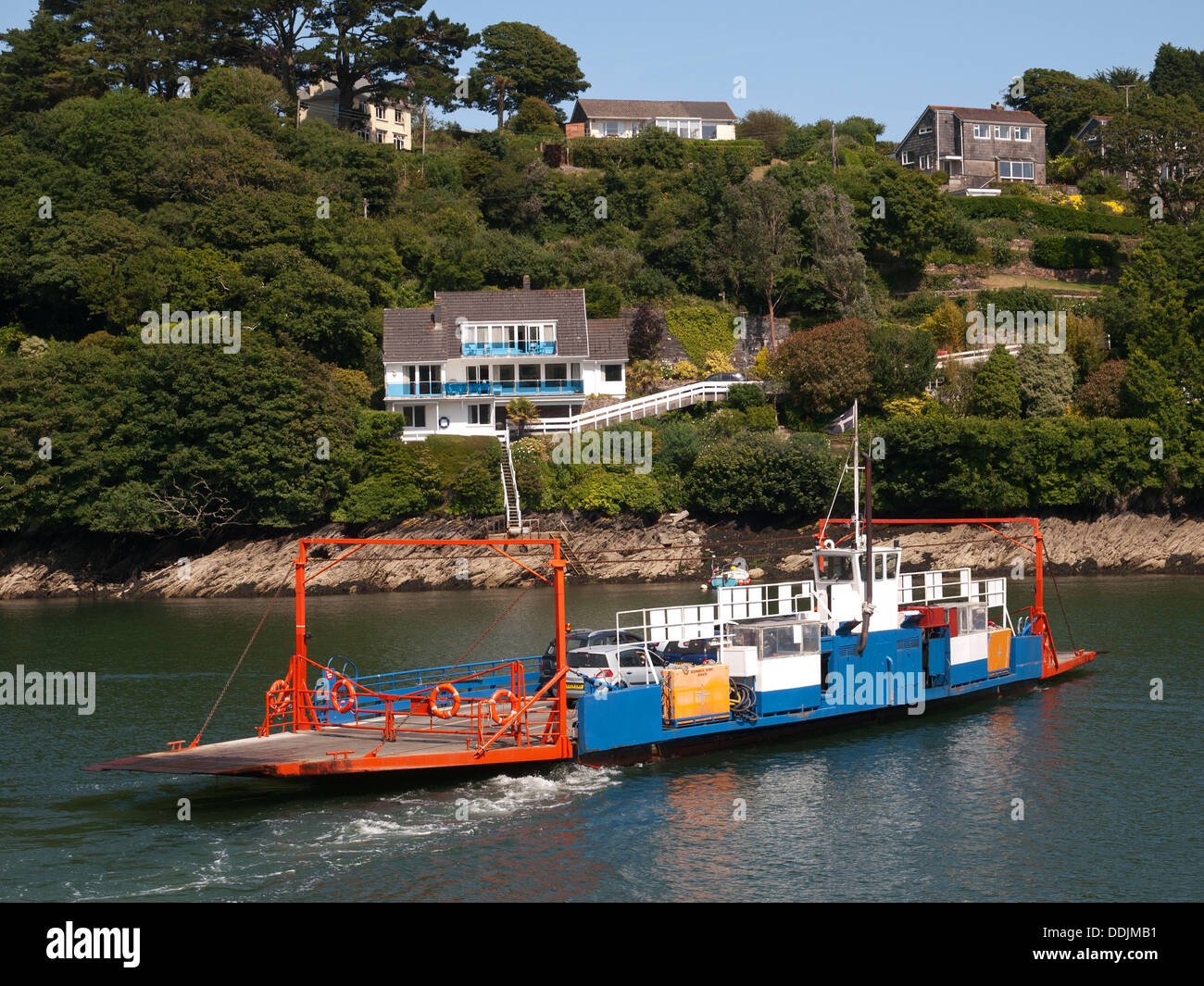 Fowey car ferry crossing to Bodinnick Cornwall England UK Stock Photo ...
