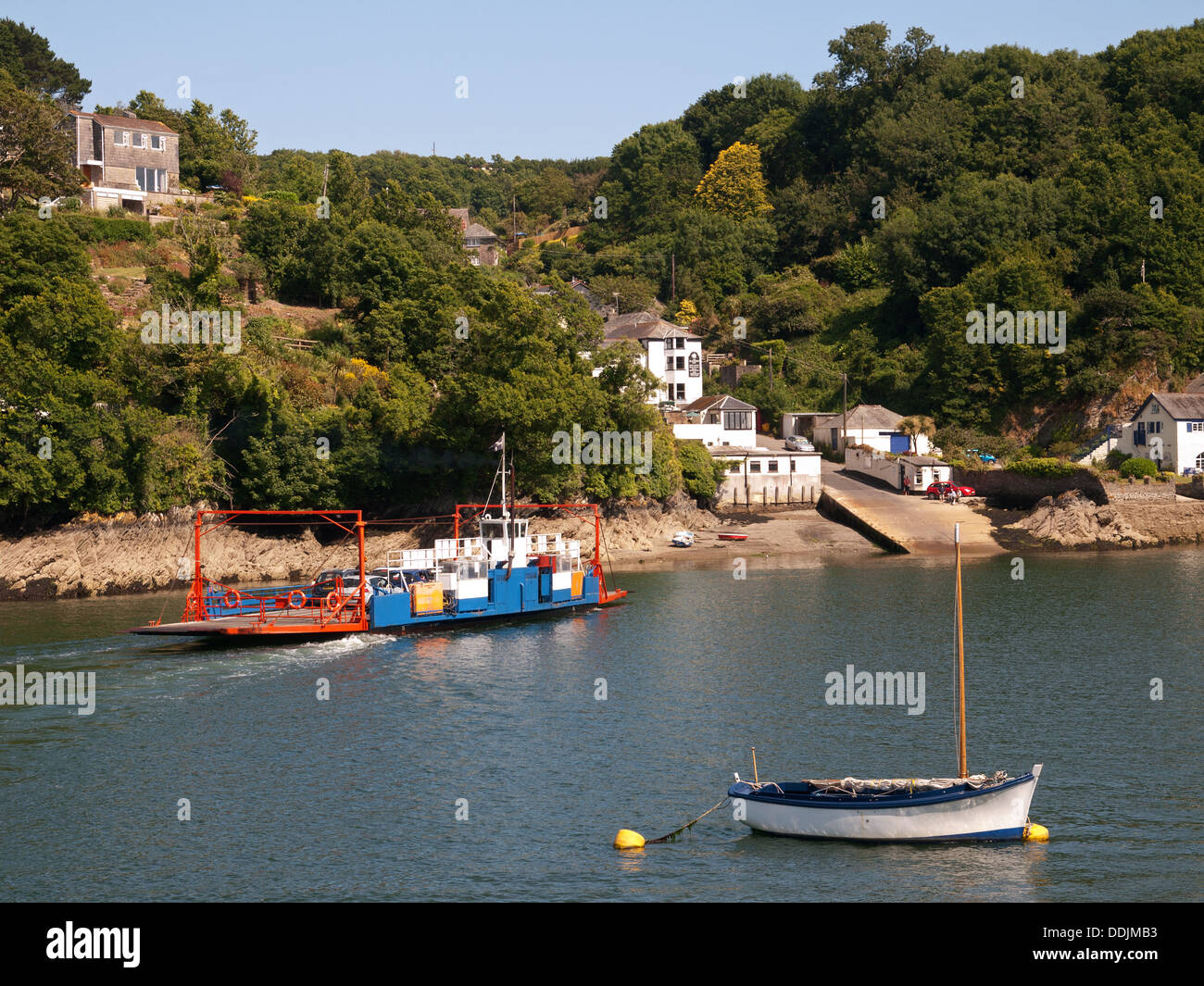 Fowey car ferry crossing to Bodinnick Cornwall England UK Stock Photo ...