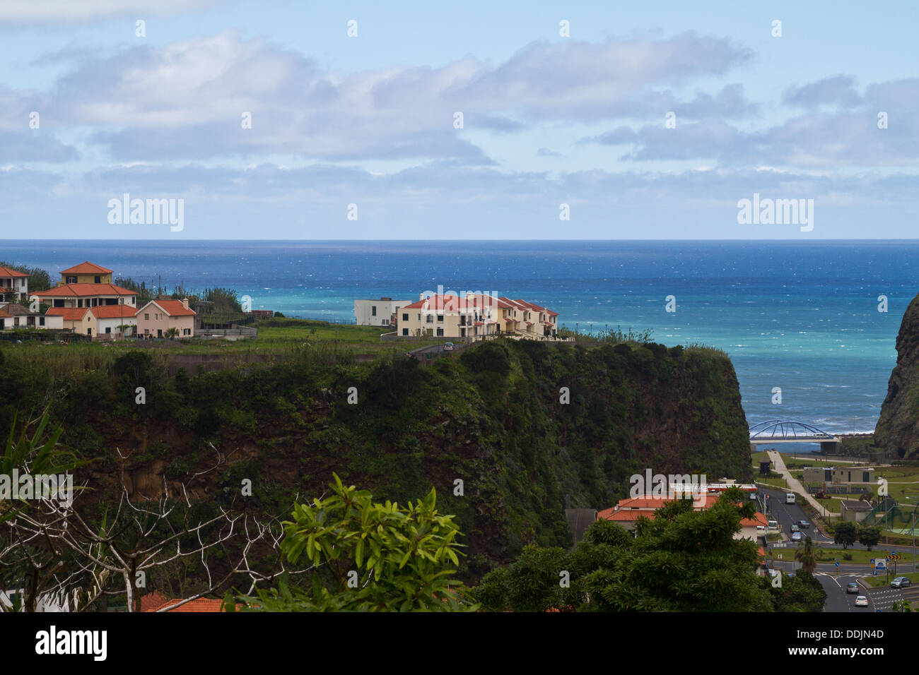 Colorful nature, houses, trees, sea, clouds, grass, Madeira, Portugal ...
