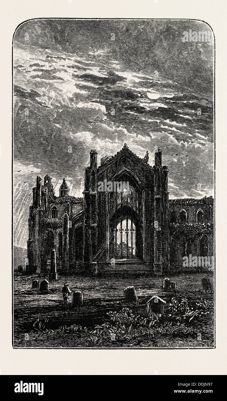 MELROSE ABBEY: THE EAST WINDOW. Melrose Abbey is a Gothic-style abbey ...