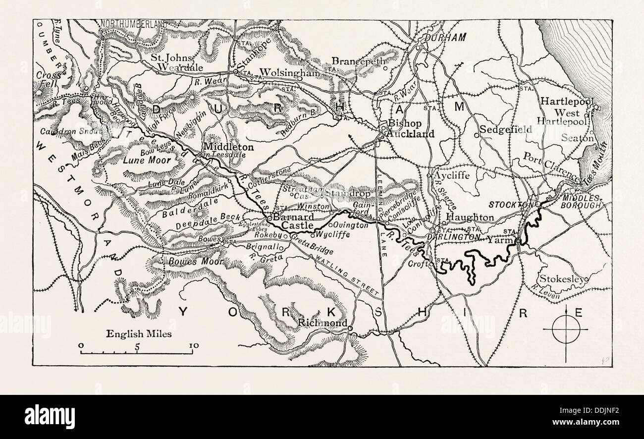 Map of the course of the tees hi-res stock photography and images - Alamy