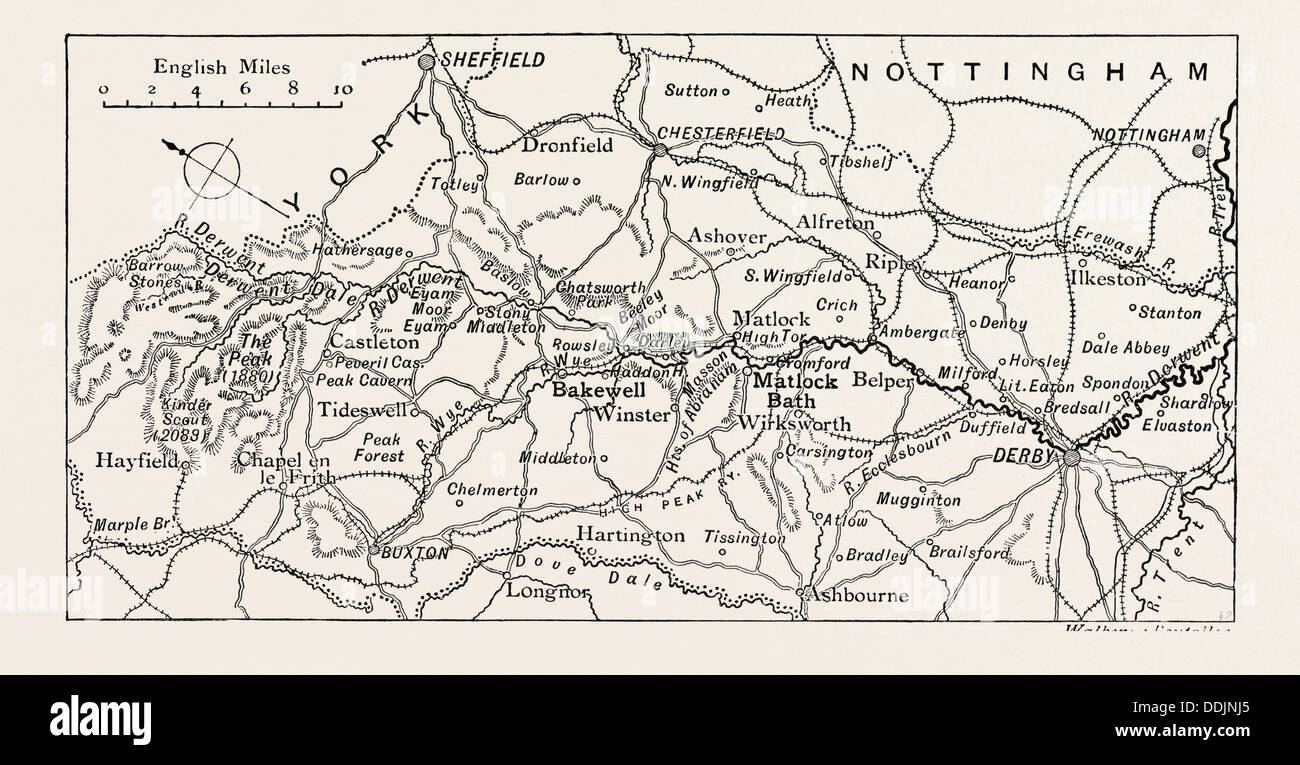 MAP OF THE COURSE OF THE DERWENT, UK Stock Photo - Alamy