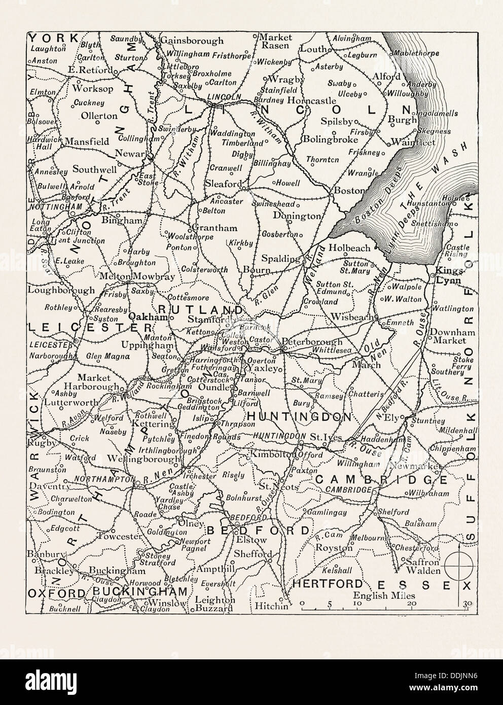 MAP OF THE RIVERS OF THE WASH, UK Stock Photo - Alamy