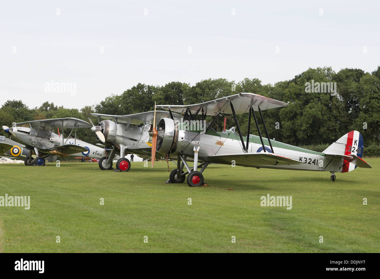 Line up of vintage aircraft at Old Warden: Avro Tutor, Gloster ...