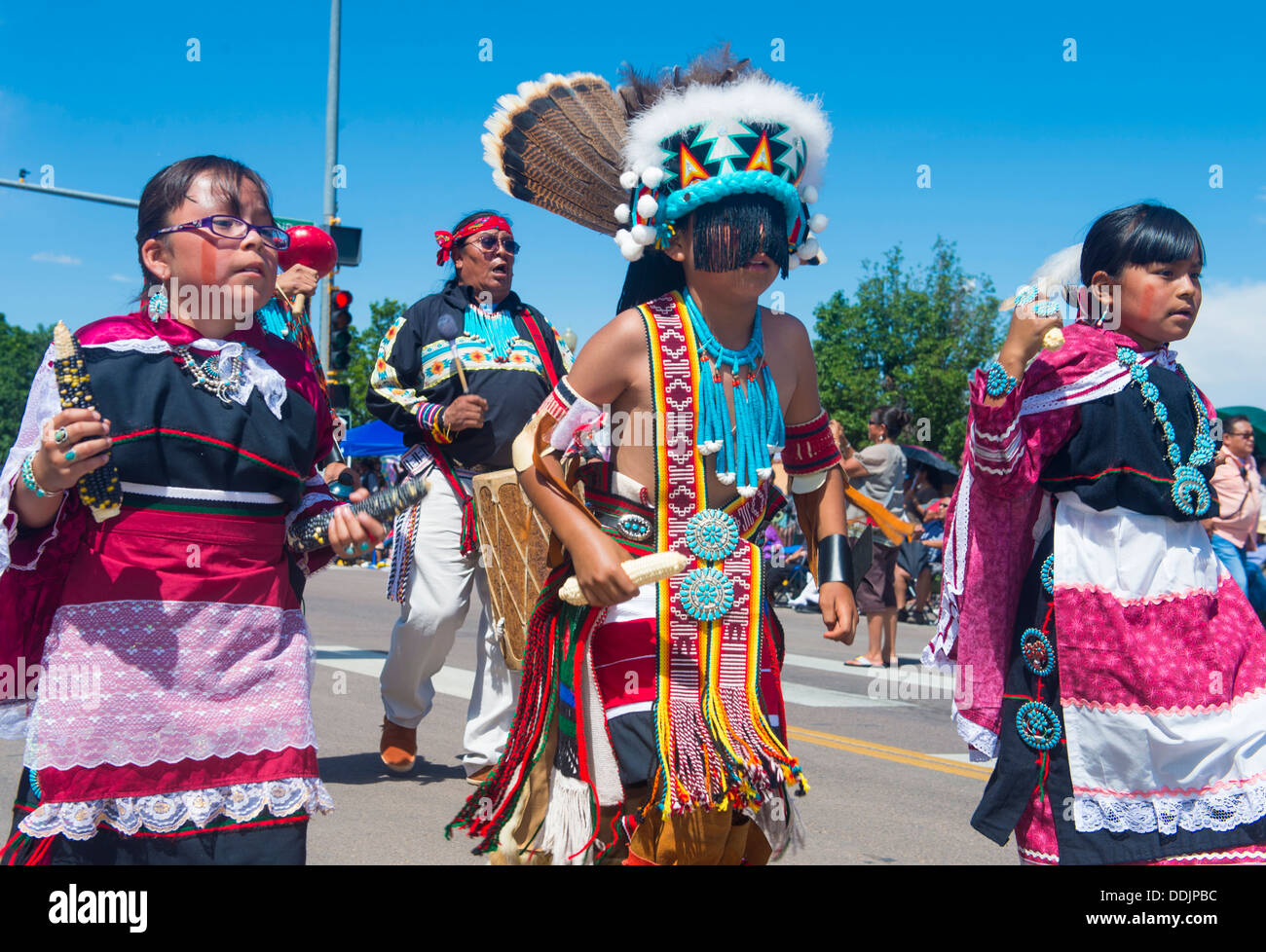 Native Americans with traditional costume participates at the 92 annual ...