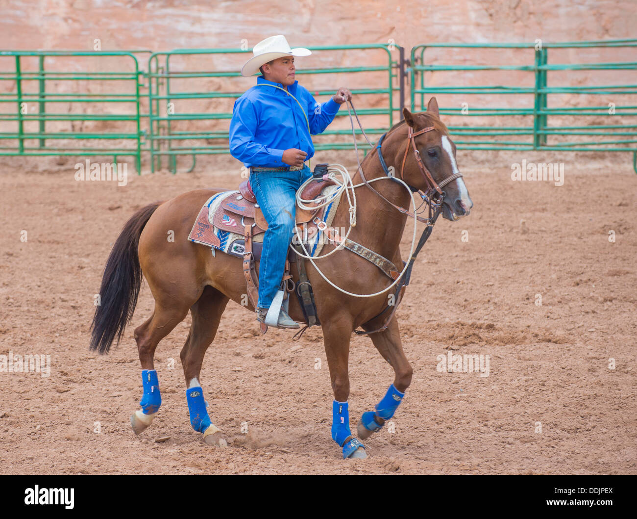 Cowboy Participates at the 92nd annual Indian Rodeo in Gallup, NM Stock ...