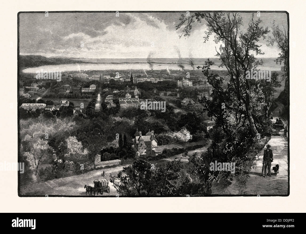 HAMILTON AND BURLINGTON BAY, FROM THE MOUNTAIN, CANADA, NINETEENTH ...